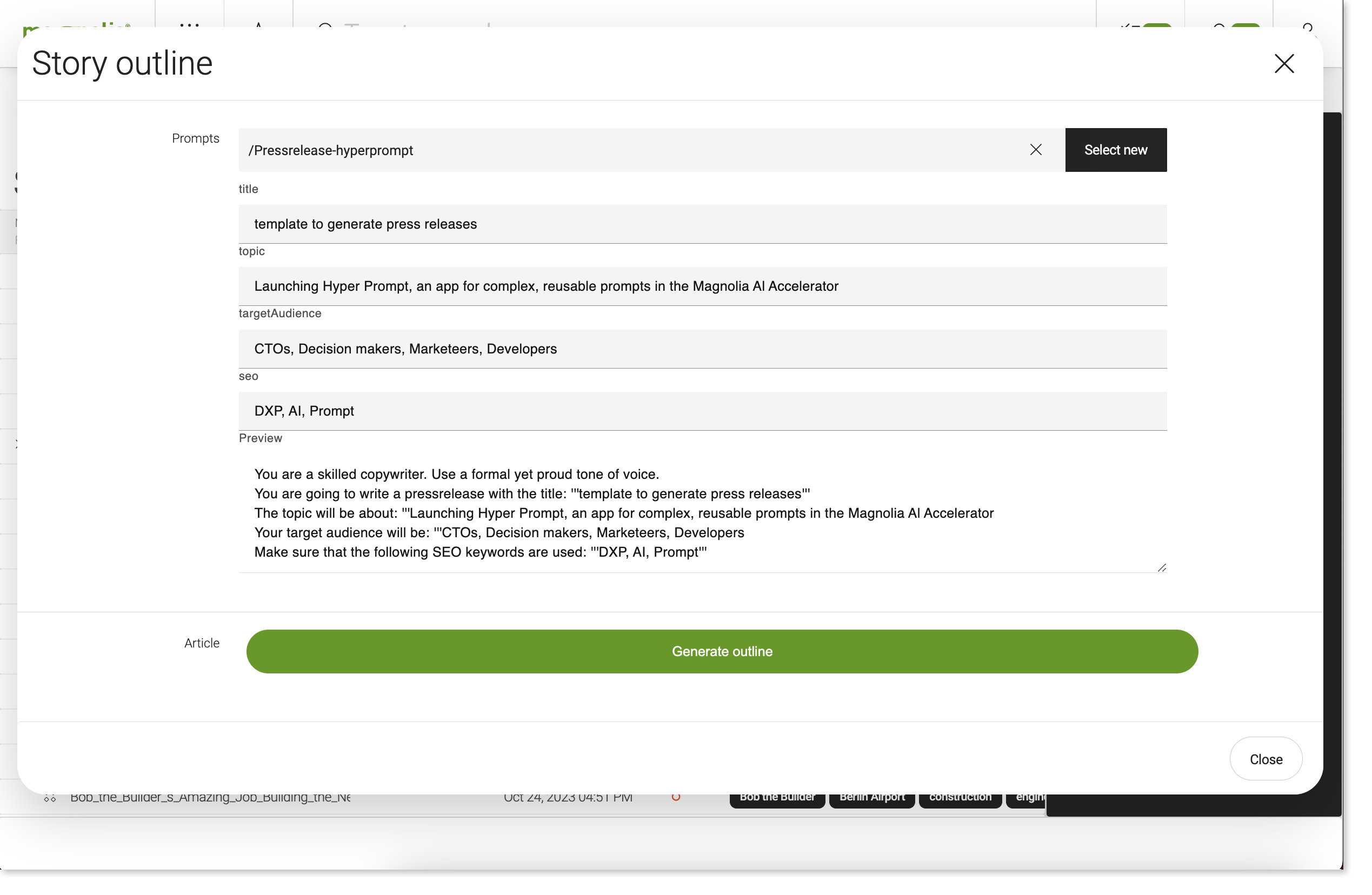 New Magnolia app makes AI prompting easier (and better) than ever | Magnolia Headless CMS